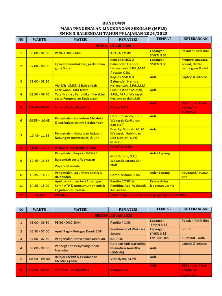 Susunan Acara MPLS 2024 Revisi Ok | PDF