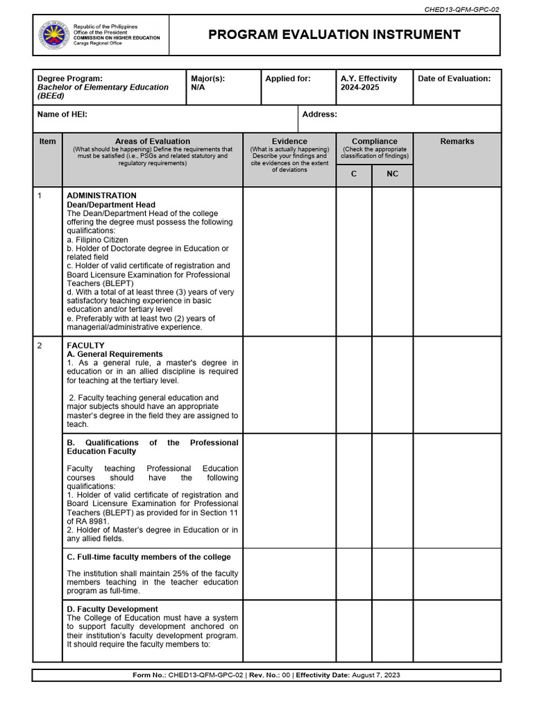 ISO form_BEEd_CHED13-QFM-GPC-02 | Download Free PDF | Academic Degree | Schools