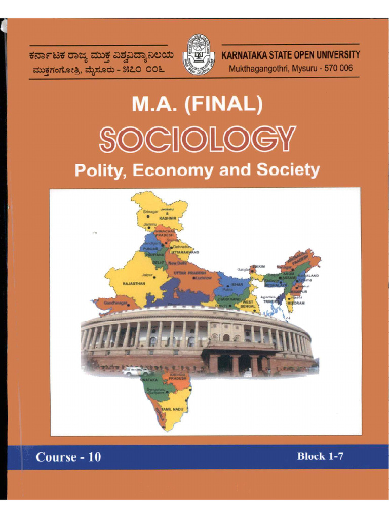 KSOU MA - Soc-10 Polity, Economy and Society B - 1 | PDF