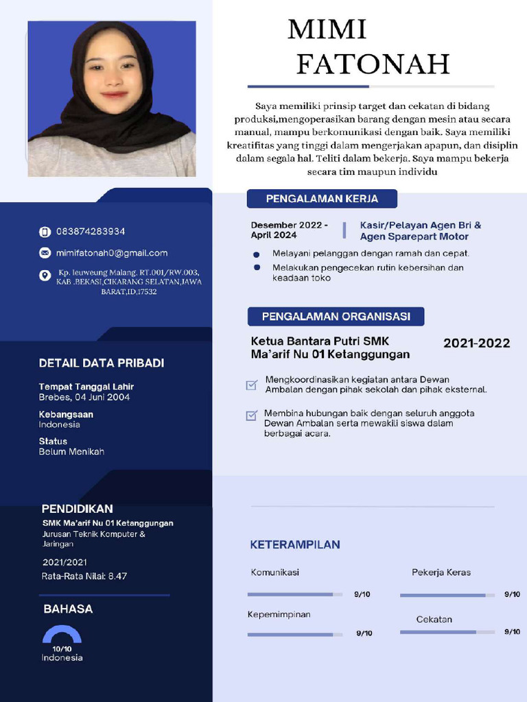CV Mimi Fatonah | PDF