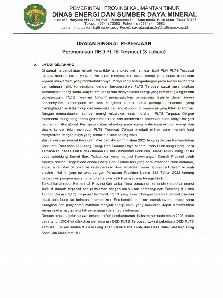 USP Perencanaan DED PLTS Terpusat | PDF