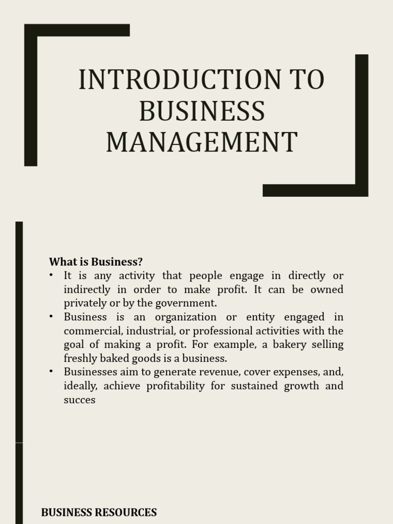 Introduction of Business Management | PDF | Business | Resource