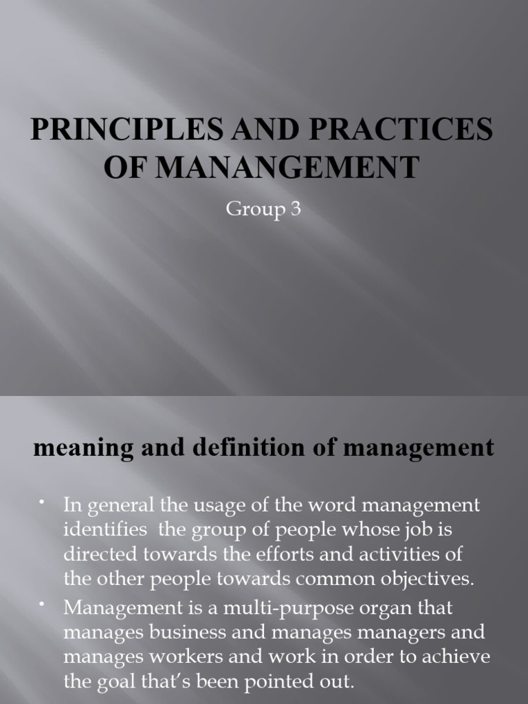 Principles and Practices of Manangement Group 3 | PDF | Strategic ...