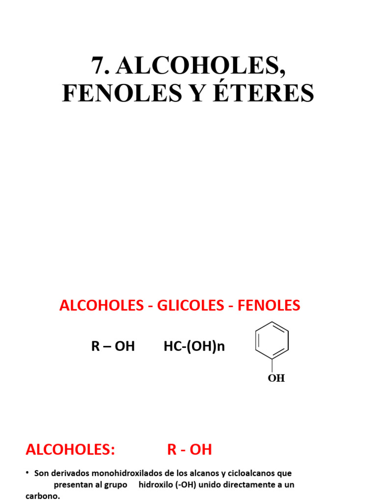 Alcoholes, Fenoles y Éteres | PDF | Éter | Glicerol