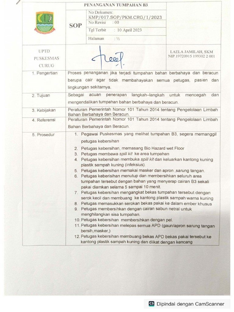 1.4.3d (1) SOP TUMPAHAN B3 | PDF