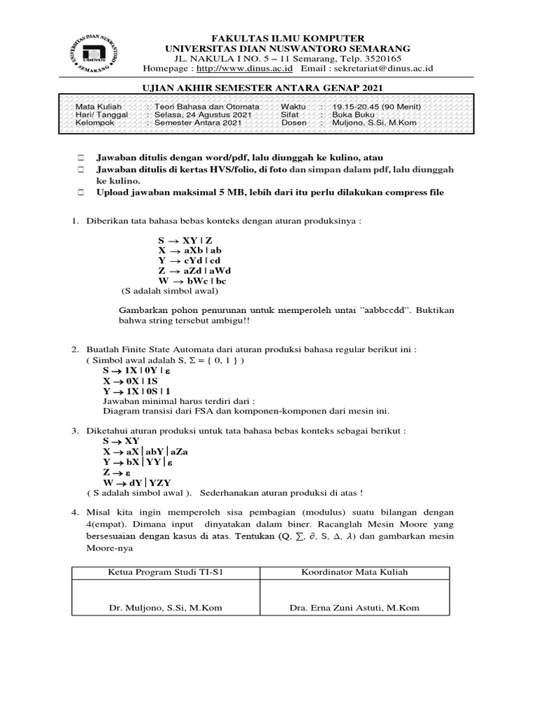 Soal UAS SA 2021 | PDF