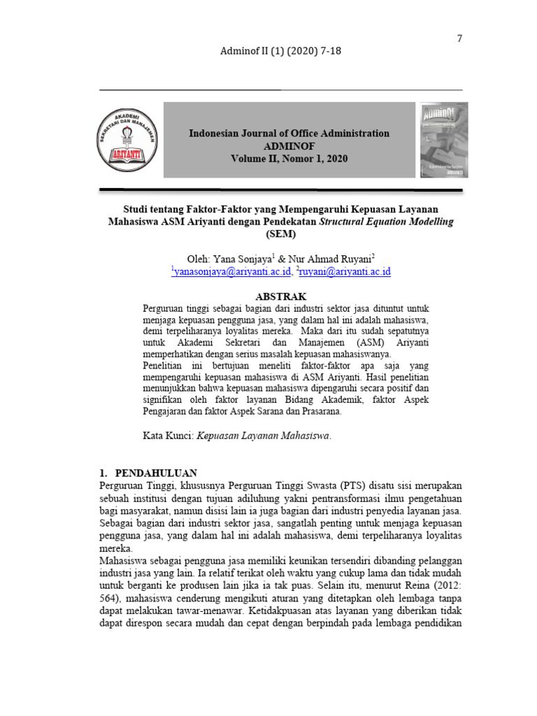 Faktor Mempengaruhi Kepuasan Mahasiswa ASM | PDF | Bisnis