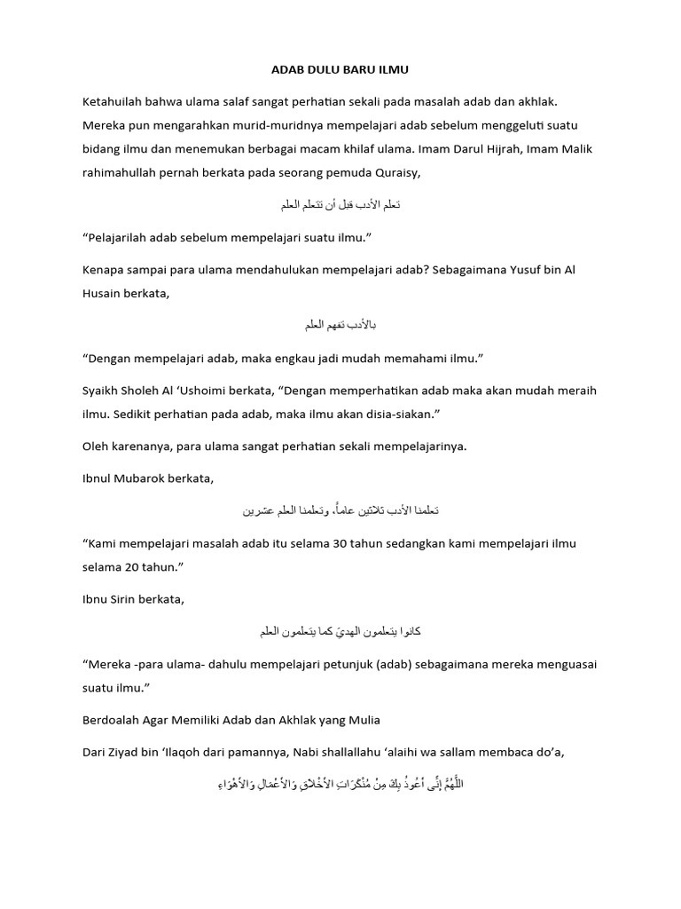 Adab Penuntut Ilmu | PDF | Filsafat | Agama & Spiritualitas