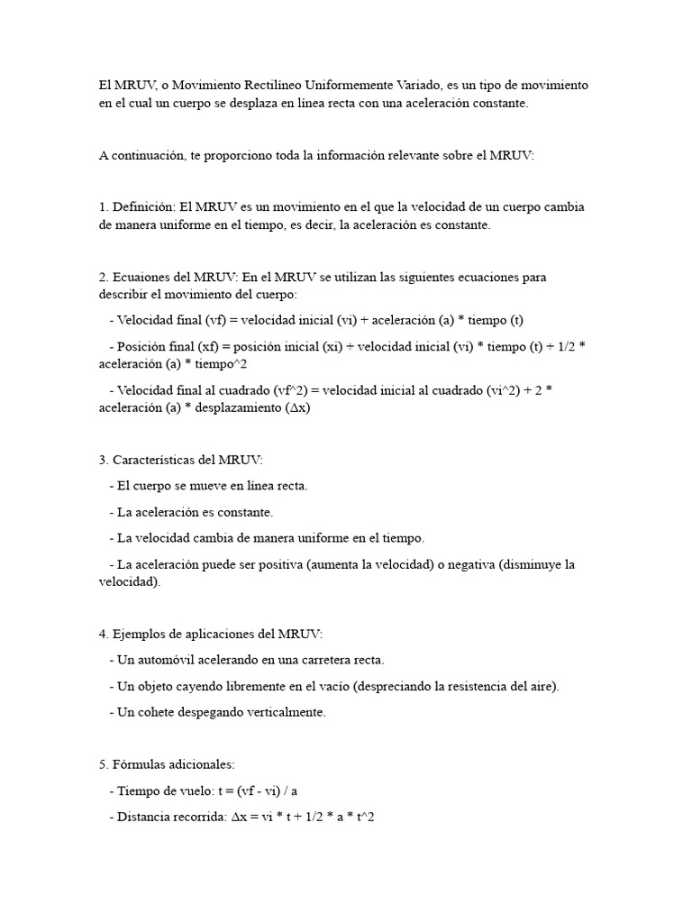 Mruv Experiencia | PDF