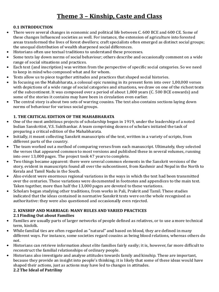 Theme 3 - Kinship, Caste and Class - 101344 | PDF | Social Science ...