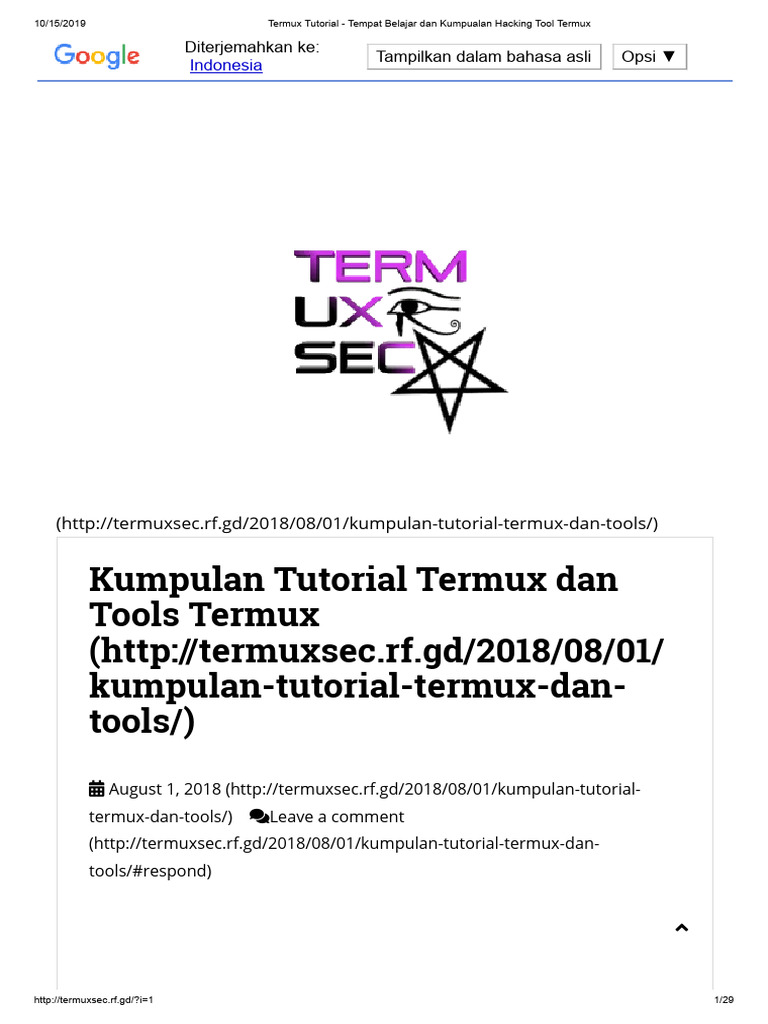 Termux Tutorial - Tempat Belajar Dan Kumpualan Hacking Tool Termux | PDF