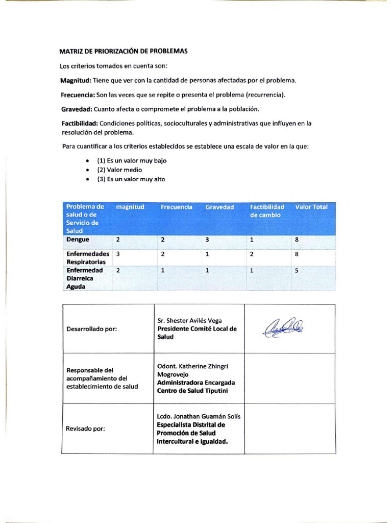 Matriz de Priorizacion de Problemas CST 2024 | PDF