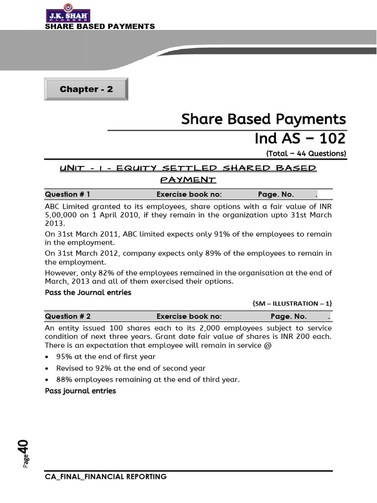 IND AS 102 SHARE BASED PAYMENTS {40 - 62 } | Download Free PDF ...