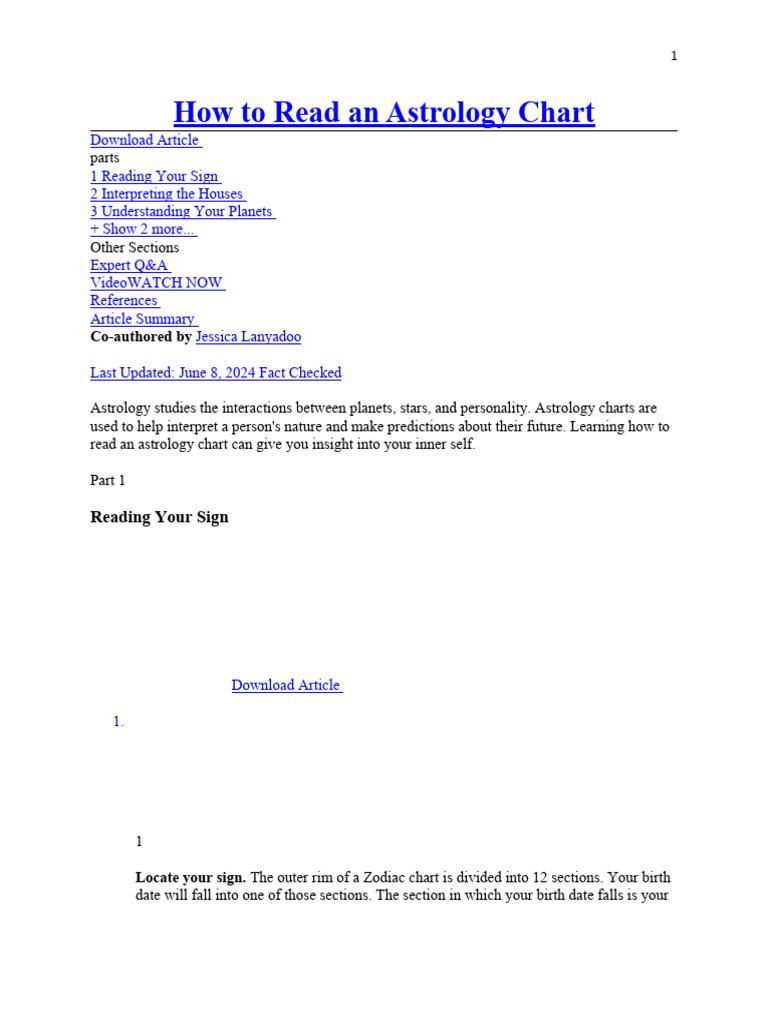 How To Read An Astrology Chart E | PDF | Planets In Astrology | Horoscope