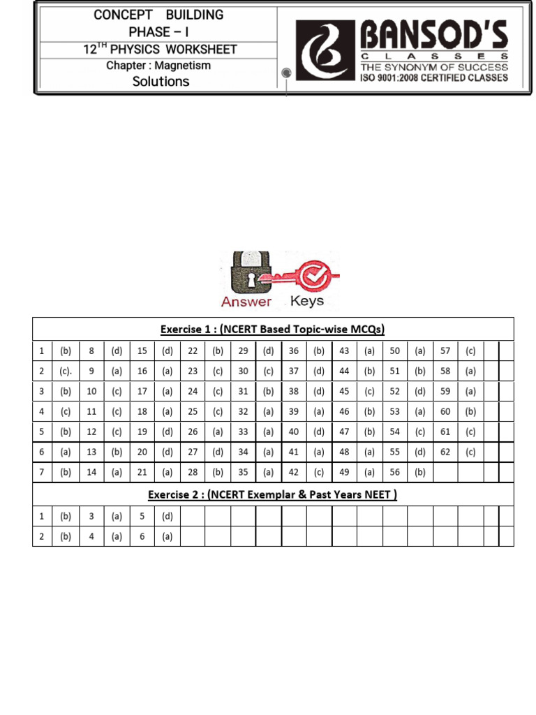 MAGNETISM & MATTER - 21-6-24 - physics - vijay sir worksheet -12th ...