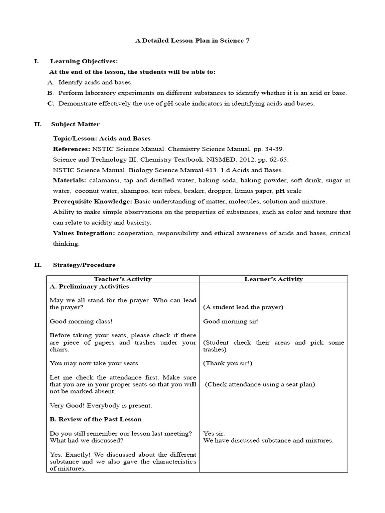Acid and Bases - Lesson Plan | PDF | Sodium Hydroxide | Acid