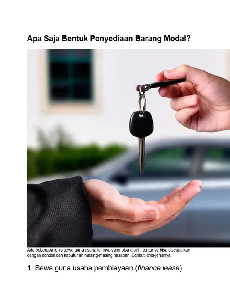 Apa Saja Bentuk Penyediaan Barang Modal | PDF