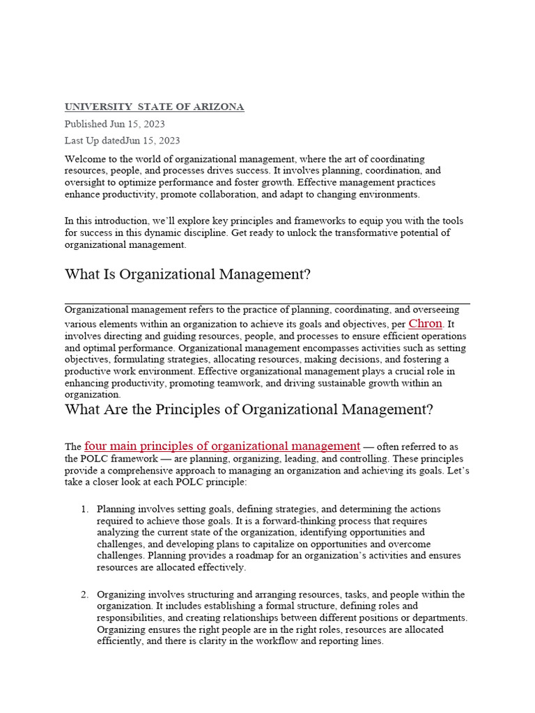What Is Organizational Management | PDF | Leadership | Goal