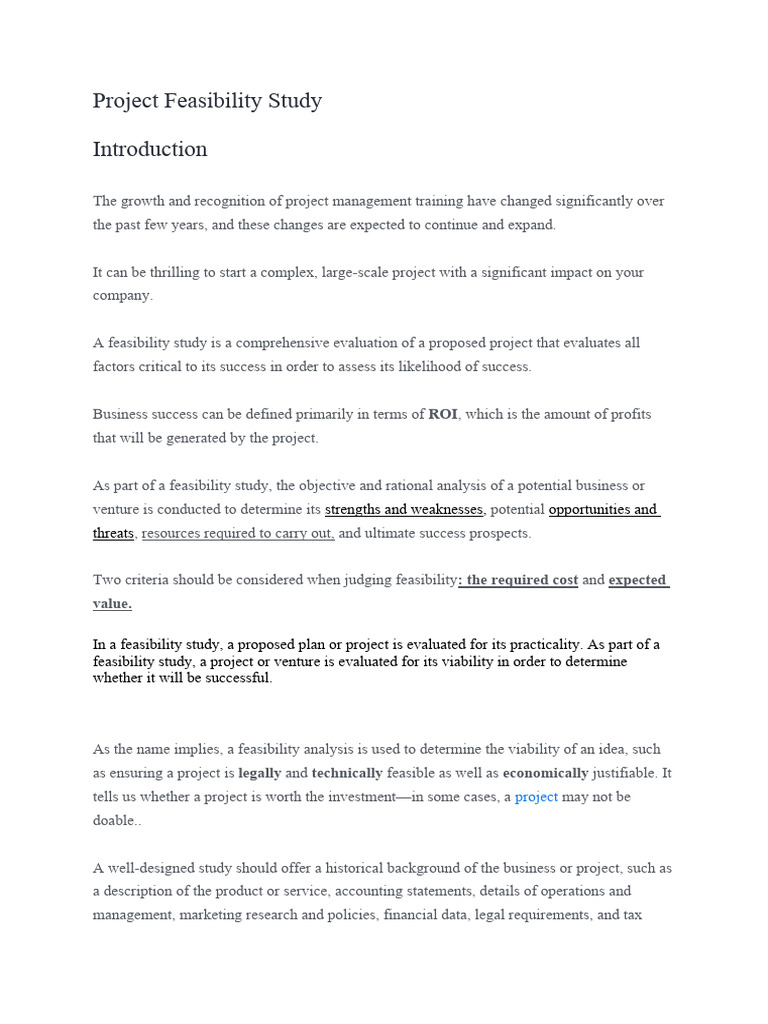 Project Feasibility Study | PDF | Feasibility Study | Business