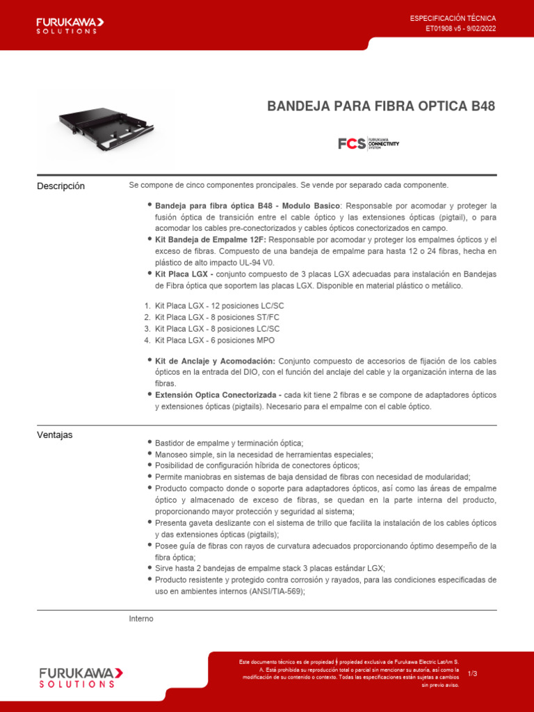 Pyhm-El-Hdd-000-001 Bandeja Odf para Fibra Óptica-B48 | PDF | Fibra ...