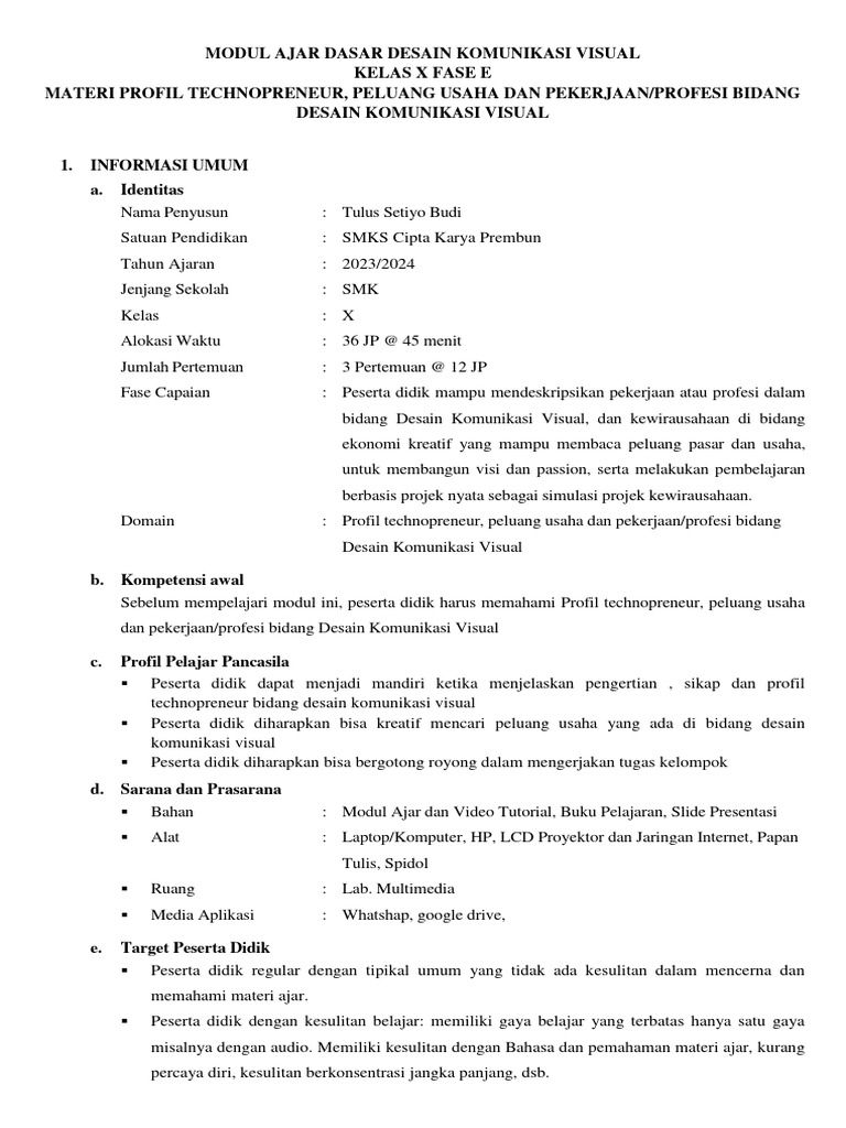 Modul AJar Dasar DKV | PDF Modul AJar Dasar DKV | PDF
