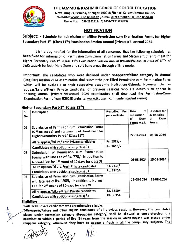 Class 11 Exam Form Submission Deadline | PDF | Government