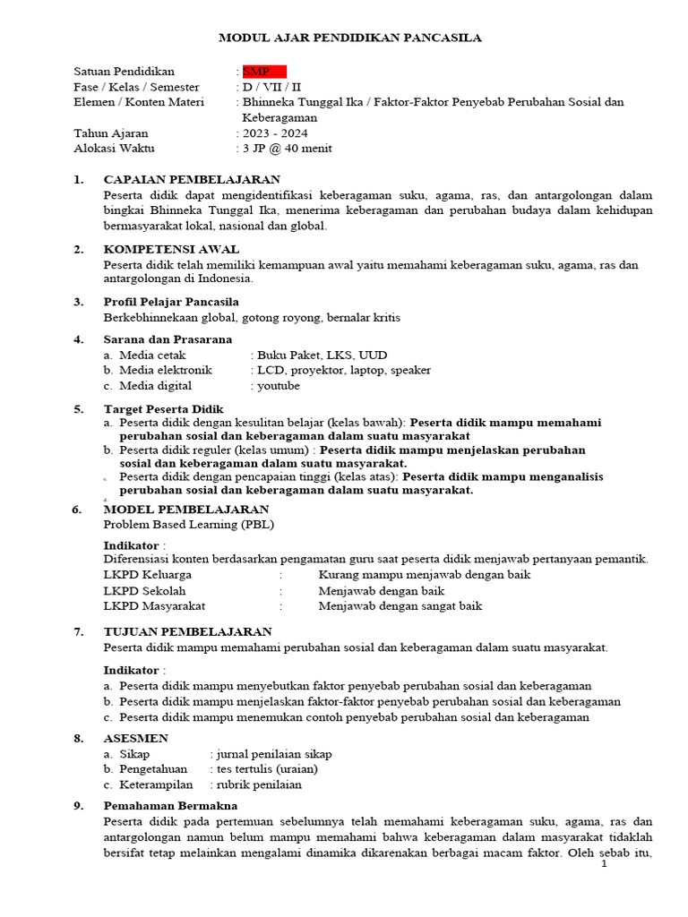 Ma Bab 4 Kelas 7 Sub Bab C Faktor-Faktor Penyebab Perubahan Keberagaman | PDF | Karier ...