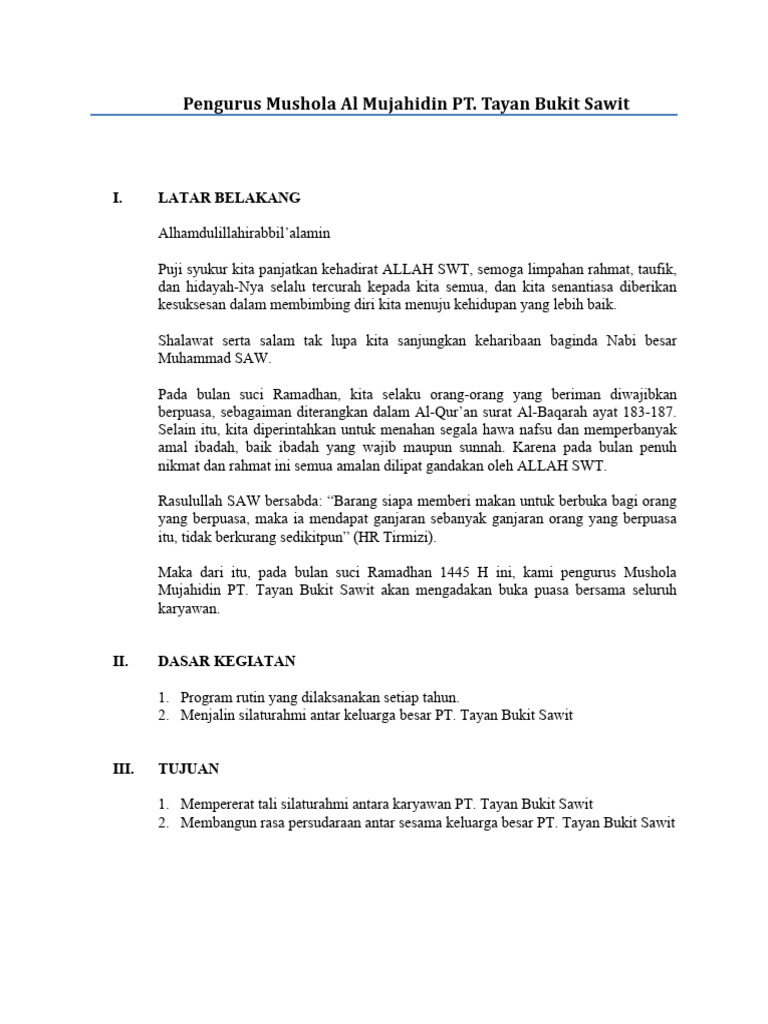 Proposal Bukber 1445 H (2024) PT. TBS | PDF | Memasak, Makanan, & Anggur