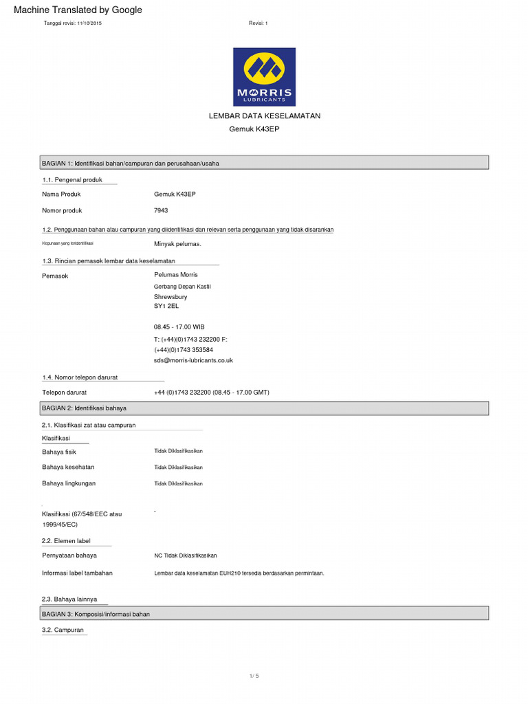 MSDS Grease (Indonesia) | PDF