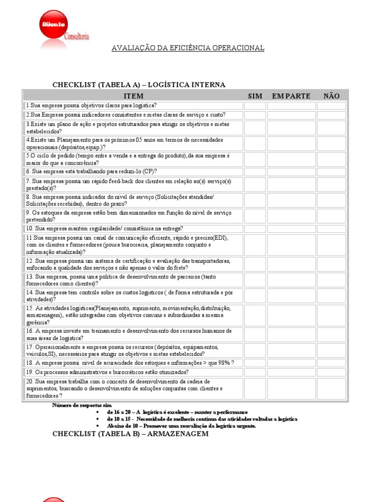 Checklist - LOGÍSTICA | Embalagem e Rotulagem | Logística