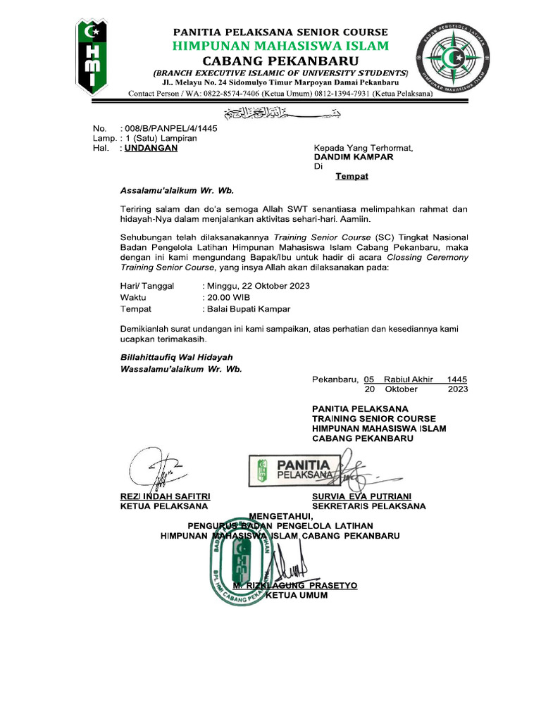 Contoh Surat Undangan BPL | PDF