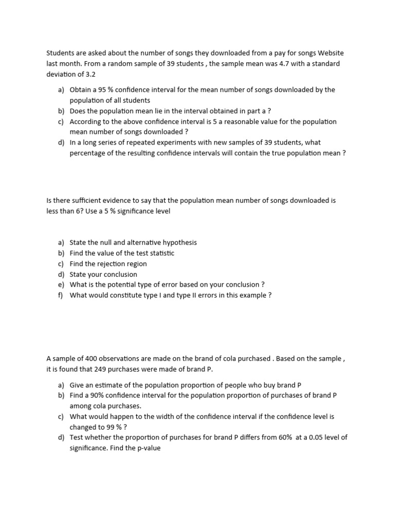 Practice Problems For The Final Exam | PDF | Statistical Significance ...