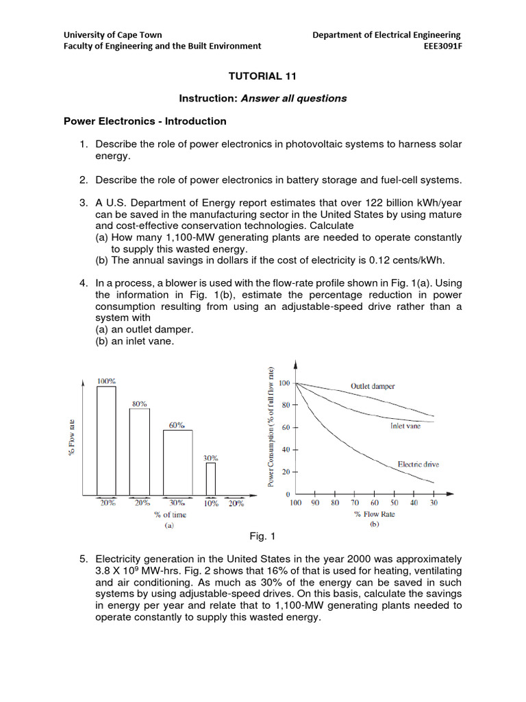 EEE3091F - Tutorial 11 - 2024 | PDF | Electric Power | Power (Physics)