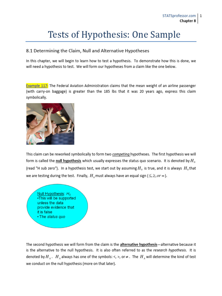 Lecture Notes Stats Ich 8 Pdf Statistical Hypothesis Testing Type I And Type Ii Errors