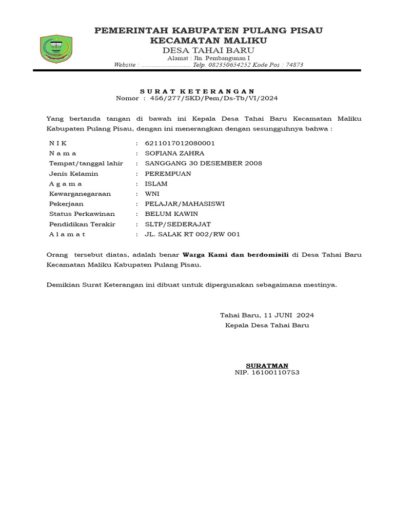 Surat Keterangan Domisili | PDF