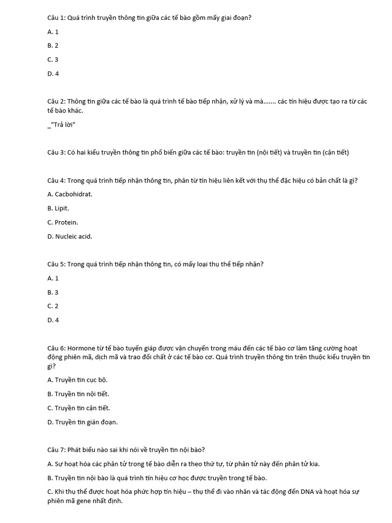 ĐỀ ÔN SINH CUỐI HKII | PDF