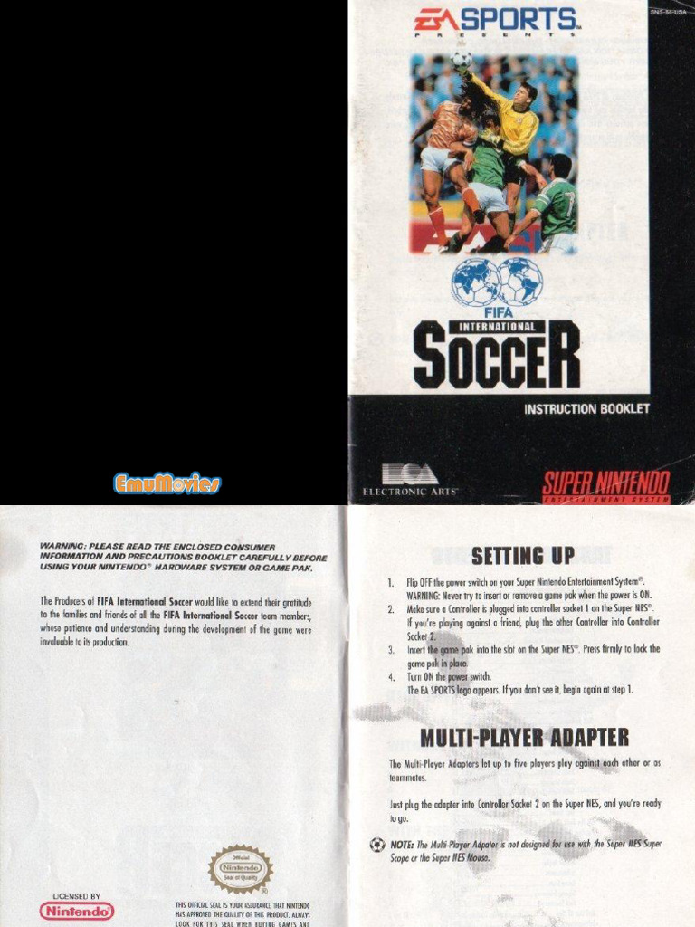 FIFA International Soccer - SNES - Manual | PDF