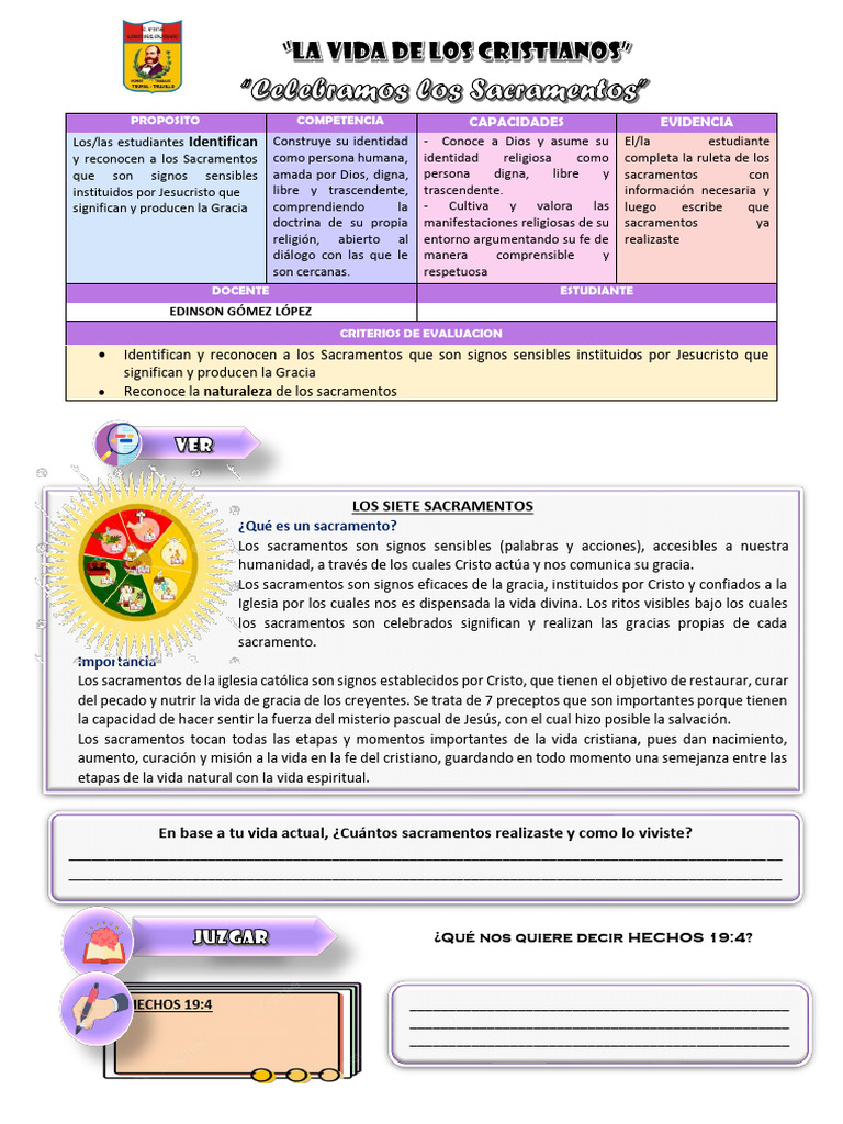Ficha de Actividad Religion Vii-Semana 2 Uni 5 | PDF | Creencia ...