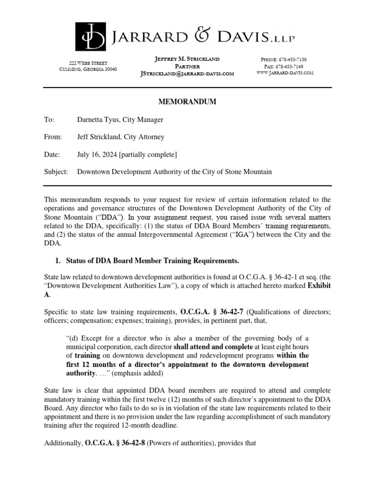 Memo To City Manager Re DDA Operations (V. 07-16-2024) | PDF | Mortgage ...