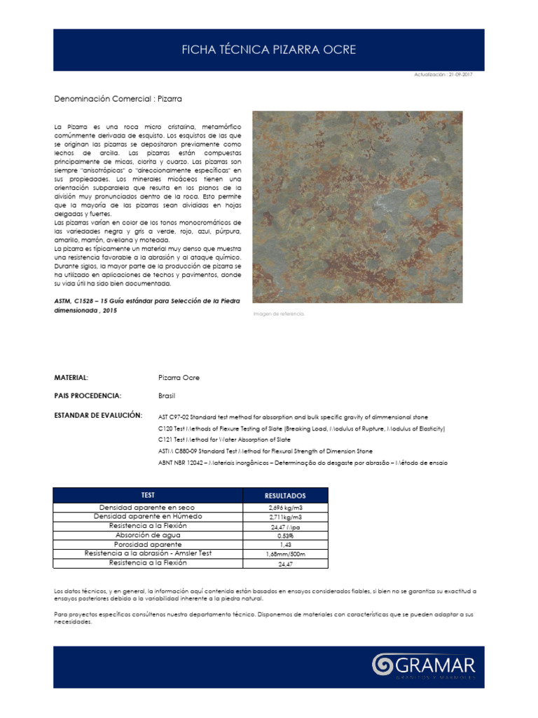 F.T Pizarra Ocre | PDF | Pizarra | Materiales