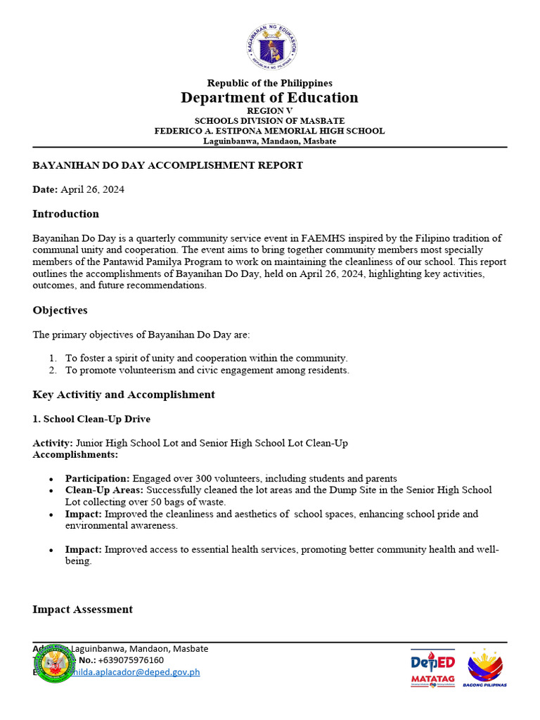 4Ps Accomplishment Report | PDF | Waste Management | Recycling