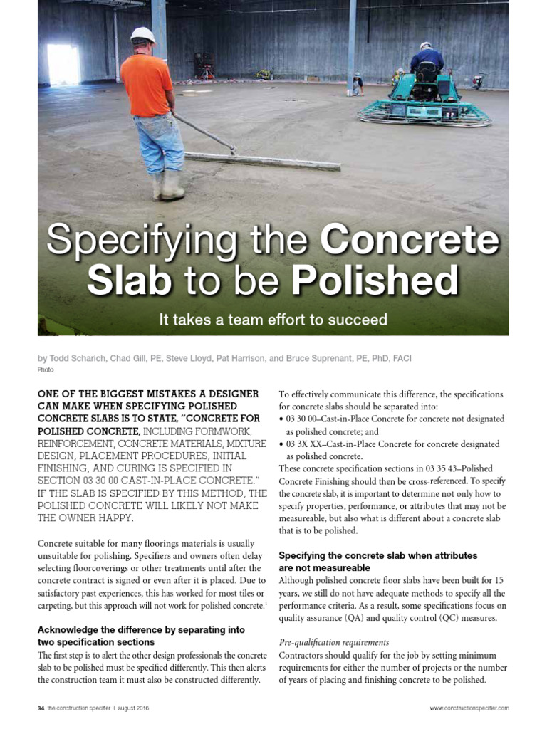 Specifying Polished Concrete Slabs | PDF | Concrete | Cement
