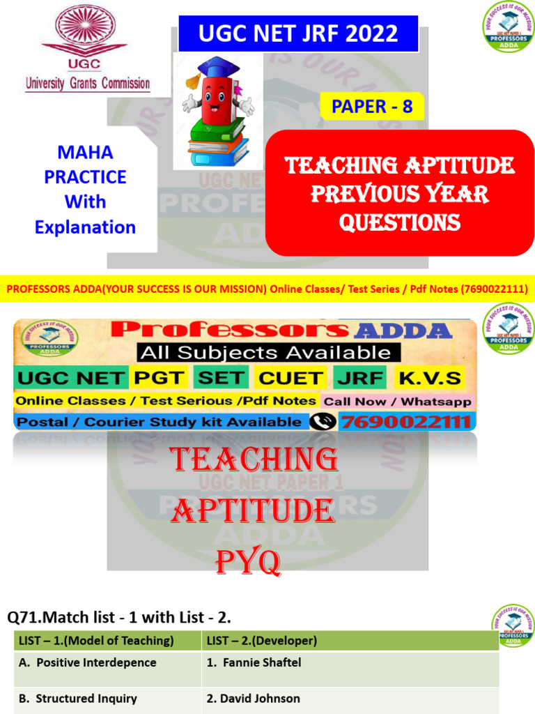 Teaching Apptitude Part 8 | PDF | Learning | Cognitive Science