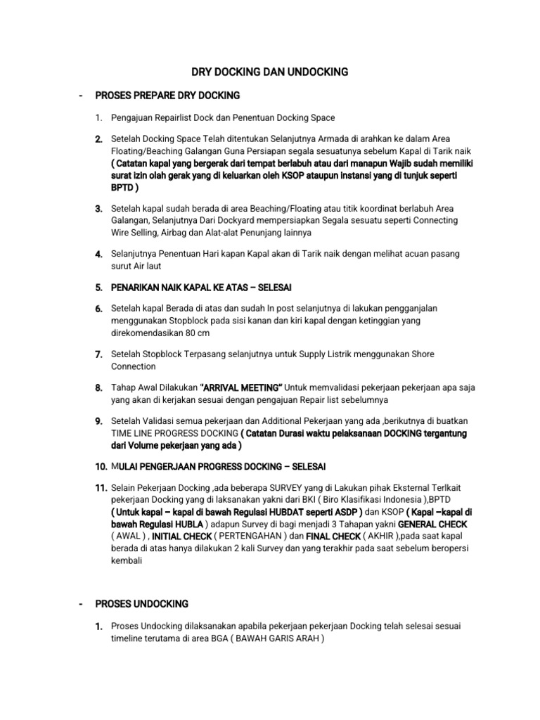 DRY DOCKING DAN UNDOCKING Kapal | PDF