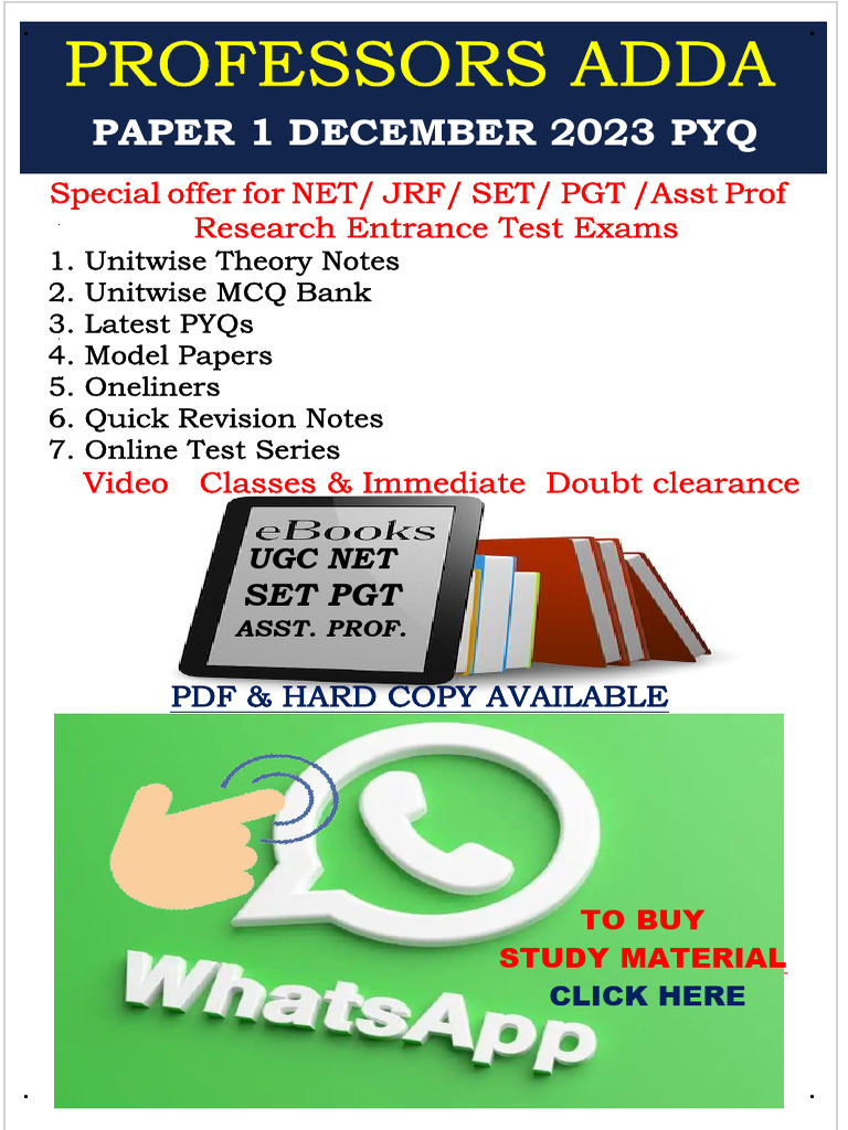 UGC NET Paper 1 Dec 2023 PYQ Guide | PDF | Coral Reef | Coral