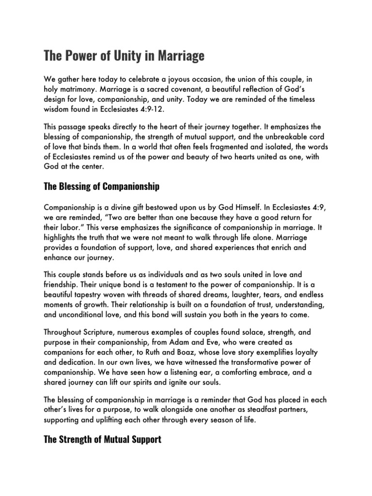 The Power of Unity in Marriage | PDF | Love | Marriage