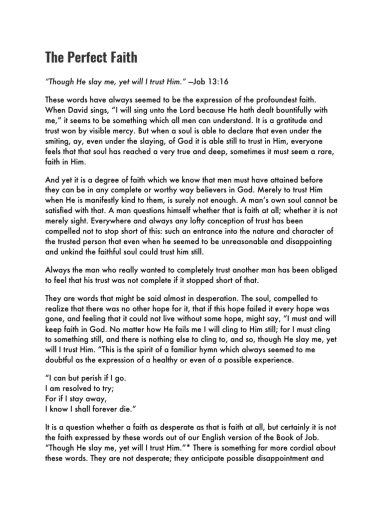 The Perfect Faith | PDF | Faith | God