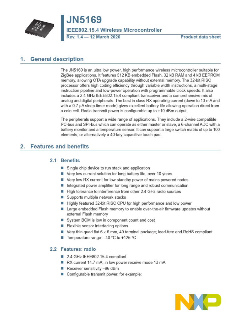 JN5169 | PDF | Microcontroller | Embedded System
