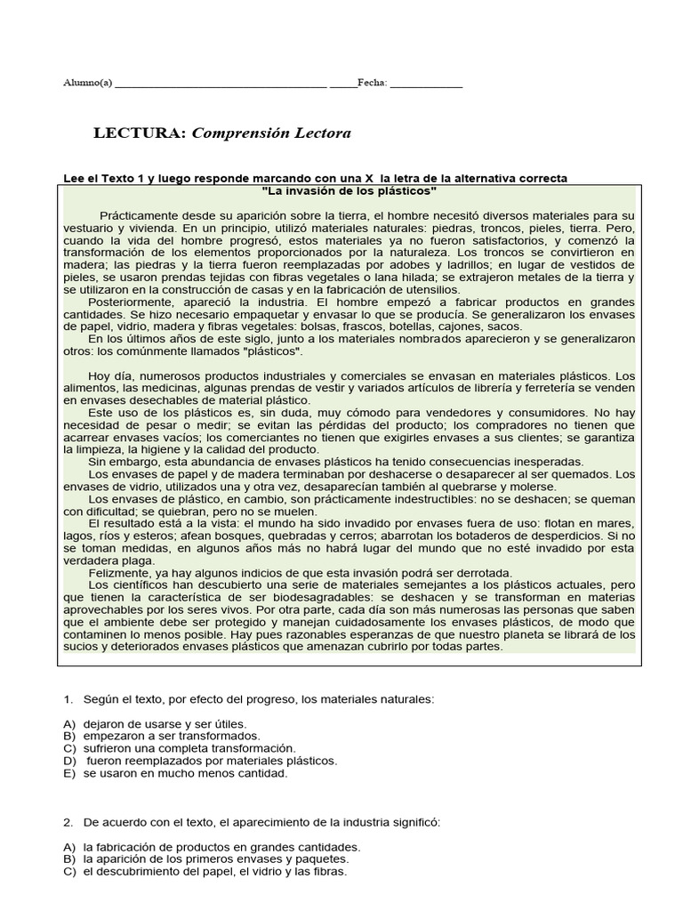 Guia 36 lectura texto informativo | Descargar gratis PDF | El plastico ...