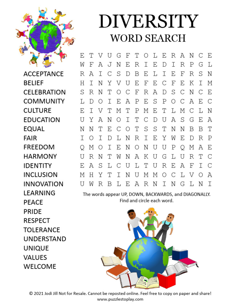 Diversity Word Search Puzzle File | PDF